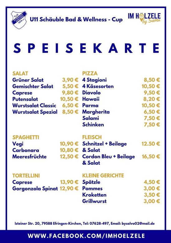 Menu at TUS Gaststätte im Hölzele by Samu restaurant, Efringen-Kirchen