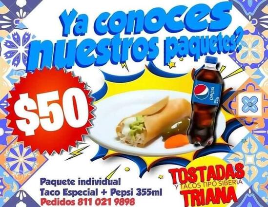 Carta del restaurante Tostadas Triana, Apodaca