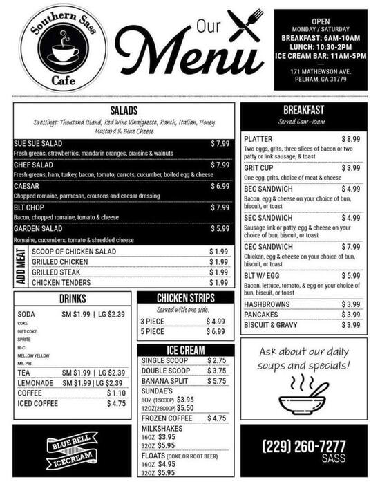 Southern Sass Cafe, Pelham - Restaurant menu, prices and reviews