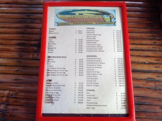 Menu at Lebron's Grill & Resto restaurant, Tuguegarao City
