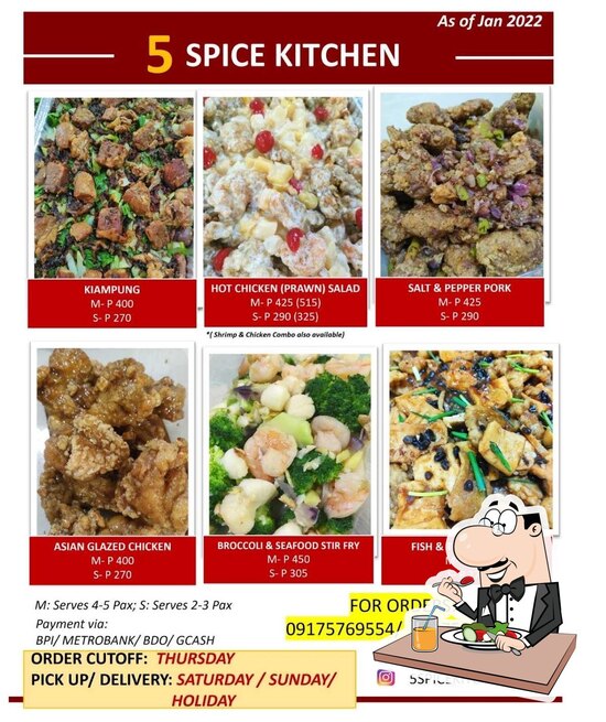 Menu at 5 Spice Kitchen restaurant, Quezon City