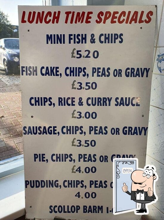 Menu at Tarleton village chippy restaurant, Tarleton