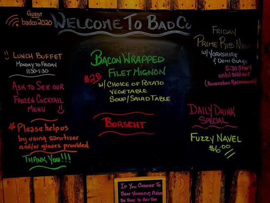 Menu at Bad Company Bar & Grill, Brooks