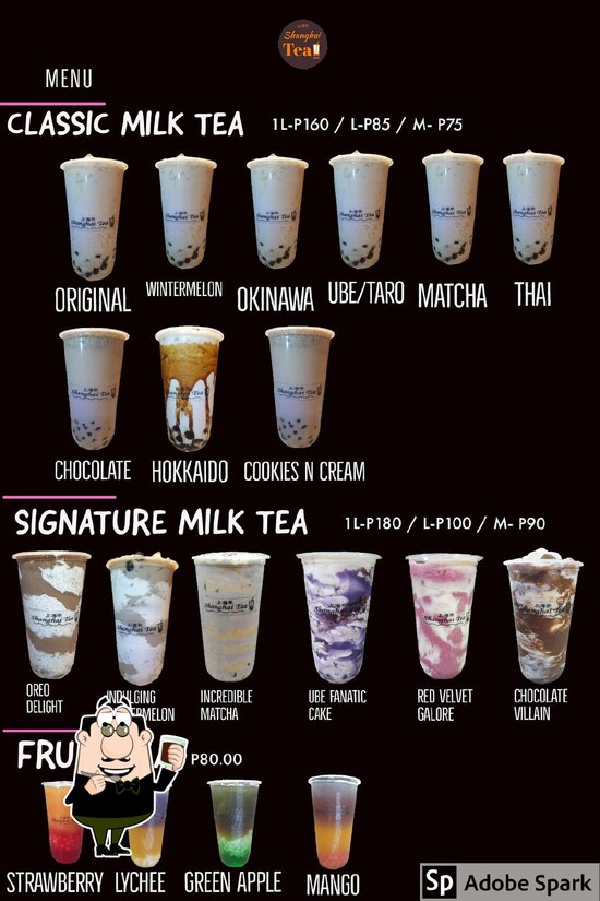 Menu at Shanghai Tea Bar, Cebu City