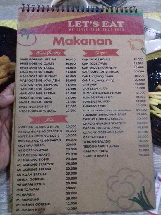 Carta de Let's Eat Resto and Cafe, Kupang