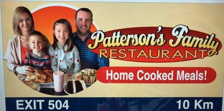 Menu at Patterson's restaurant, Sackville