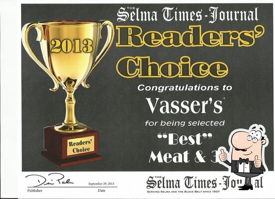 Menu at Vasser's Mini Mart restaurant, Selma