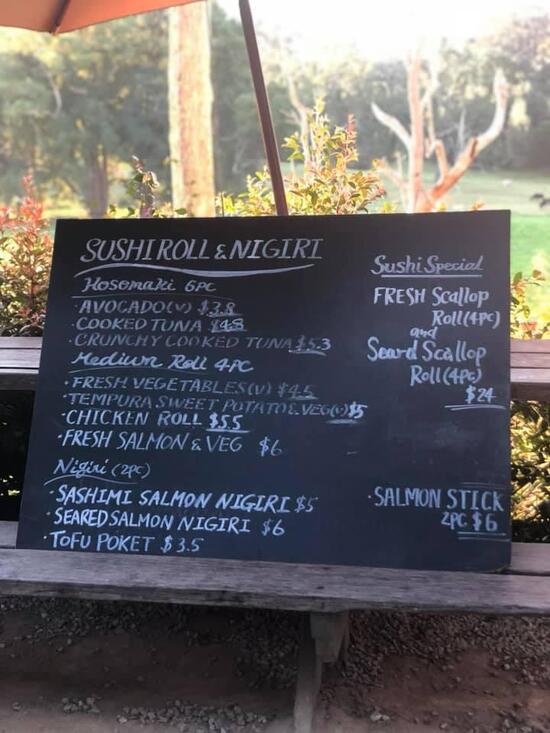 Menu at Qudo cafe, Bellingen