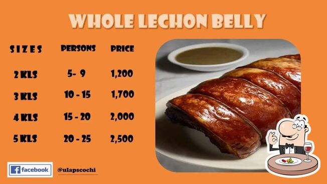 Menu at Ulap's Lechon & Cochinillo restaurant, Calapan
